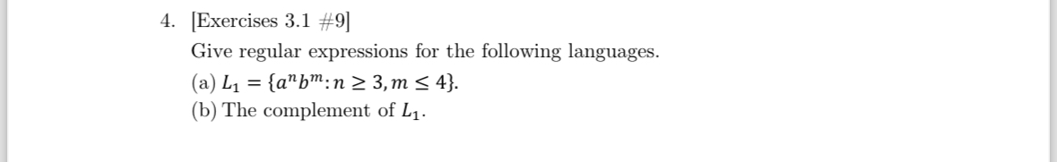 Solved [Exercises 3.1 ﻿#9]Give regular expressions for the | Chegg.com