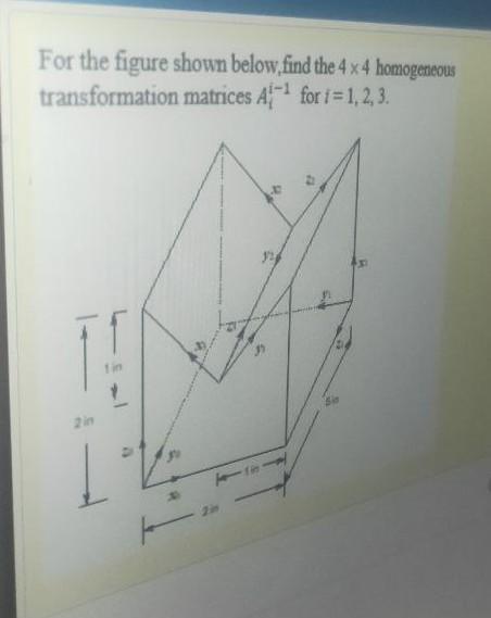 For the figure shown below,find the 4 x 4 homogeneous | Chegg.com