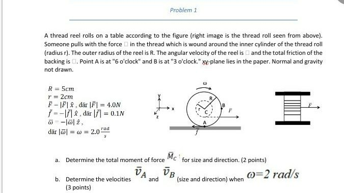 Solved Problem 1 A thread reel rolls on a table according to | Chegg.com