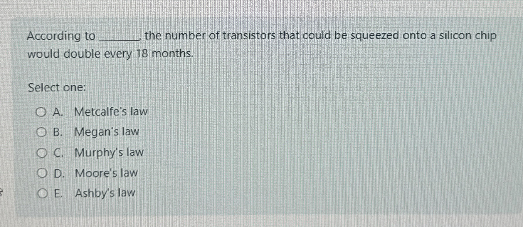 Solved According tothe number of transistors that could be | Chegg.com