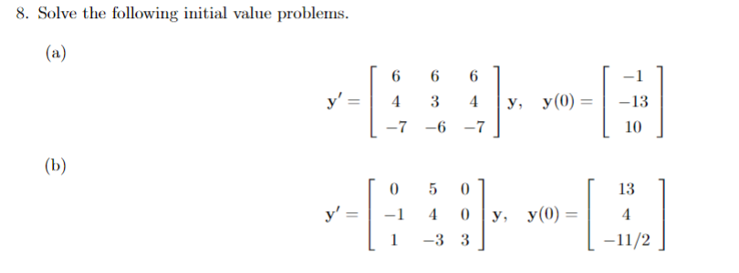 Solved Solve the following initial value | Chegg.com