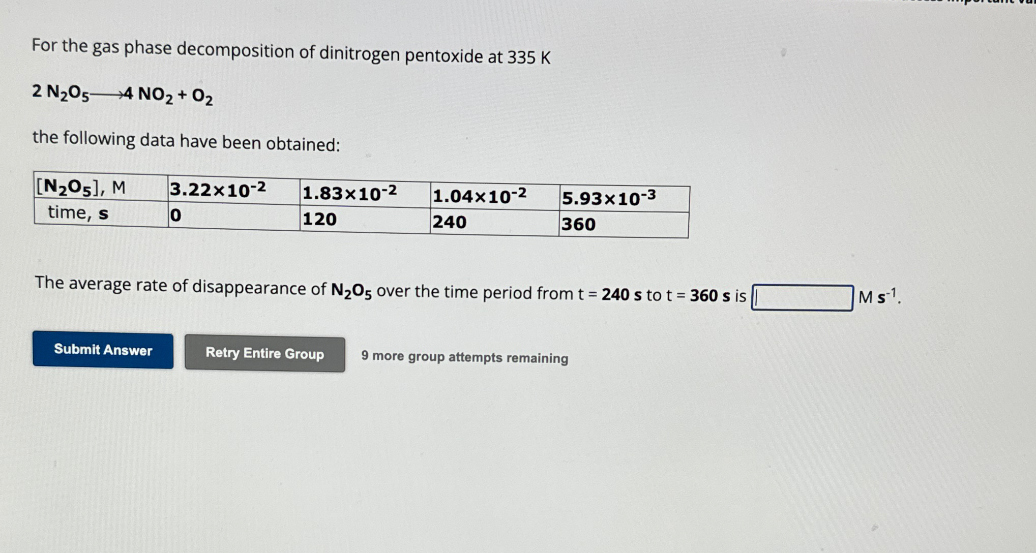Solved For the gas phase decomposition of dinitrogen | Chegg.com