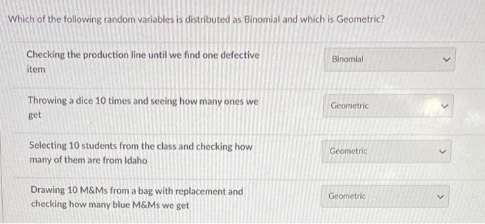 Solved Which of the following random variables is | Chegg.com