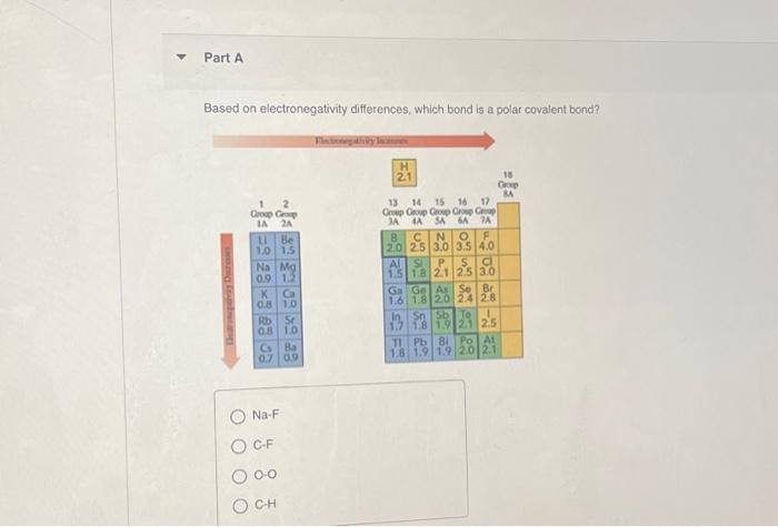 Solved Part A Based on electronegativity differences, which | Chegg.com