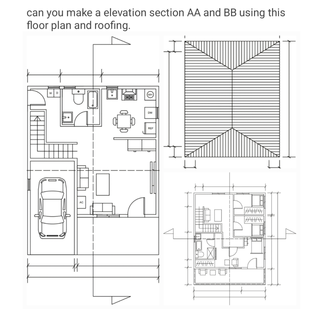 Solved can you make a elevation section AA and BB using this | Chegg.com