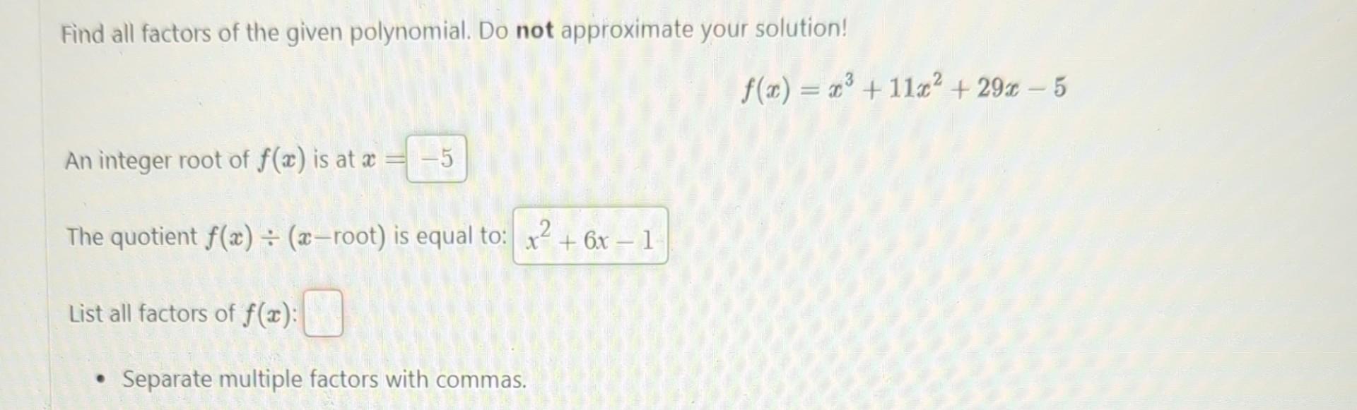Solved polynomials division find the list all factors of f | Chegg.com
