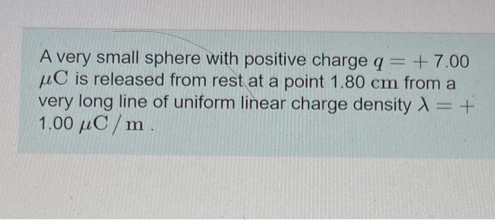 Solved A very small sphere with positive charge q=+7.00 μC | Chegg.com