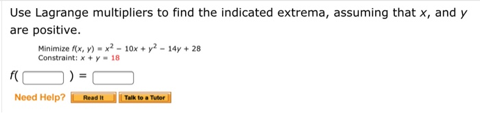 Solved Use Lagrange multipliers to find the indicated | Chegg.com
