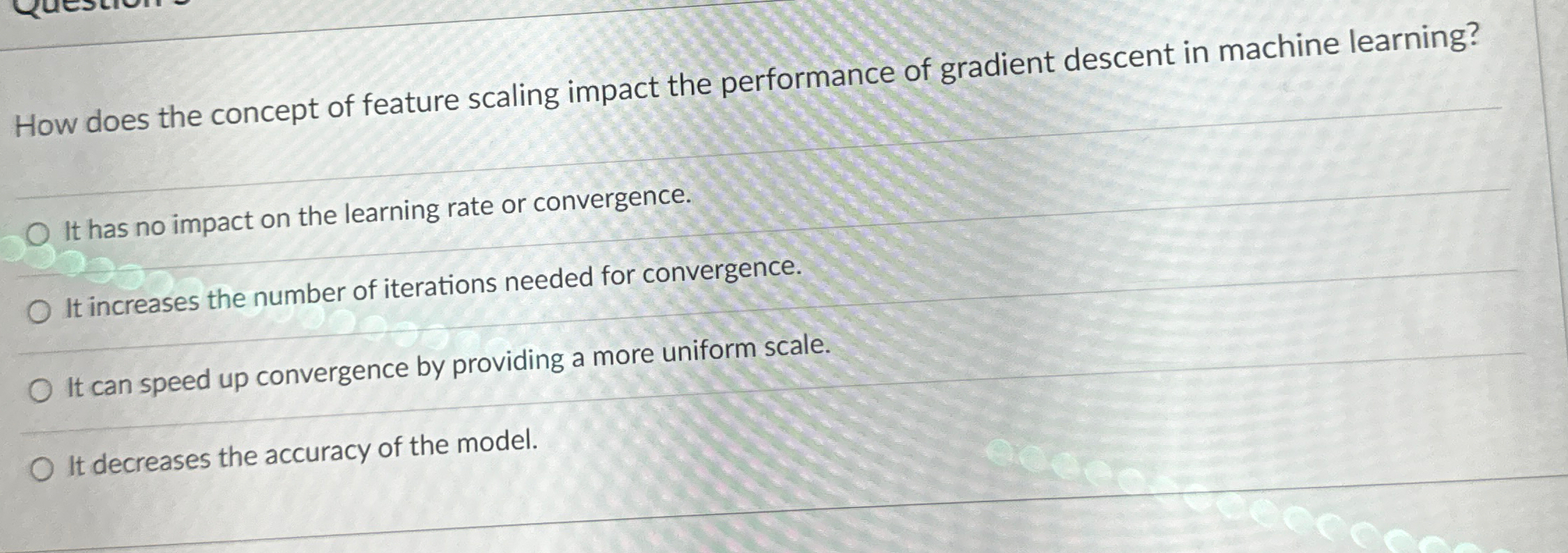 Solved How does the concept of feature scaling impact the | Chegg.com
