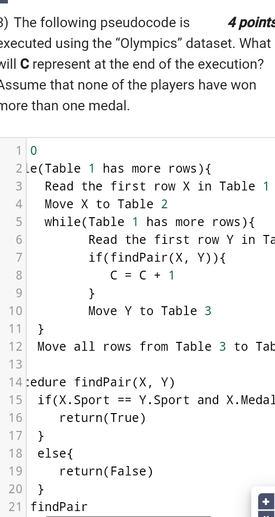 3) The following pseudocode is 4 points executed | Chegg.com
