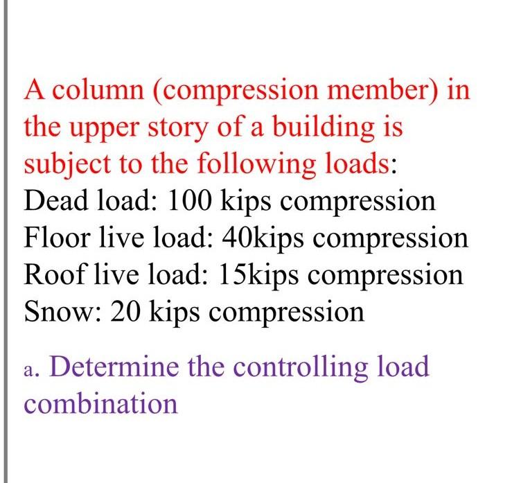 Solved A column (compression member) in the upper story of a | Chegg.com
