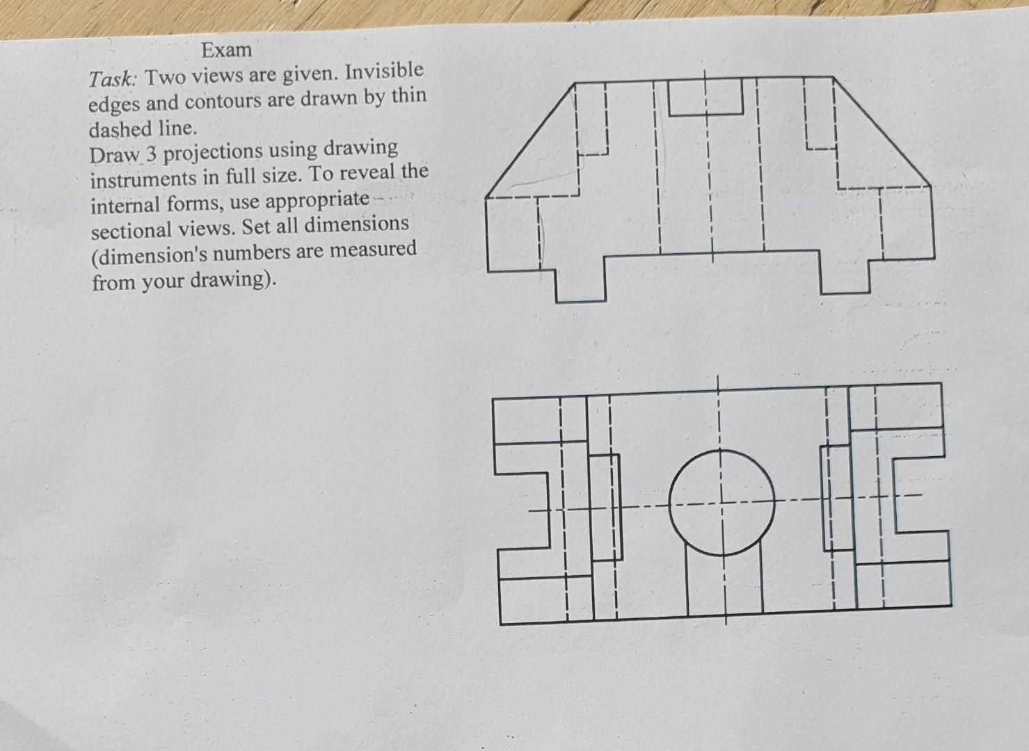 Solved Exam Task: Two views are given. Invisible edges and | Chegg.com