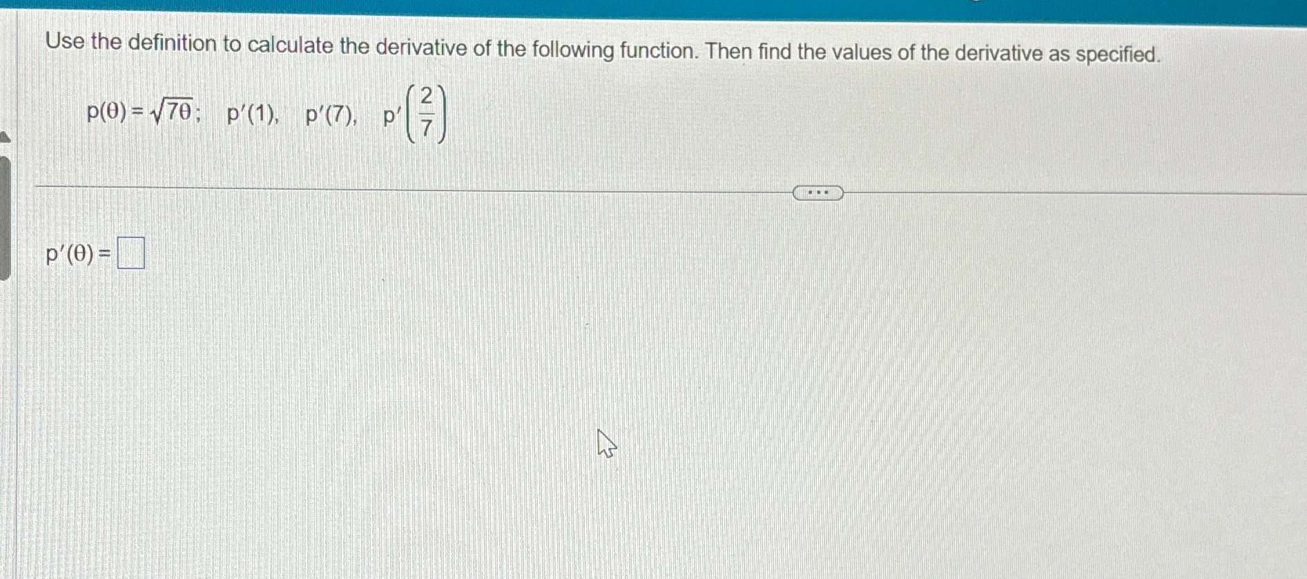 Solved Use the definition to calculate the derivative of the | Chegg.com