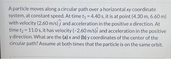 Solved A particle moves along a circular path over a | Chegg.com