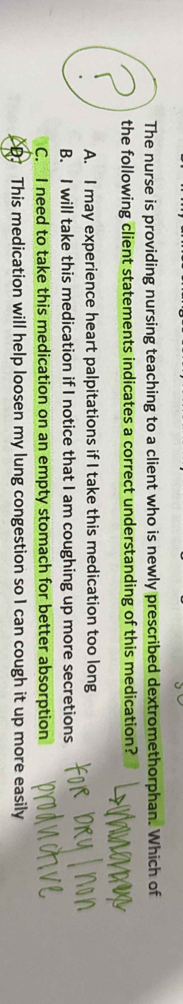 Solved The nurse is providing nursing teaching to a client | Chegg.com