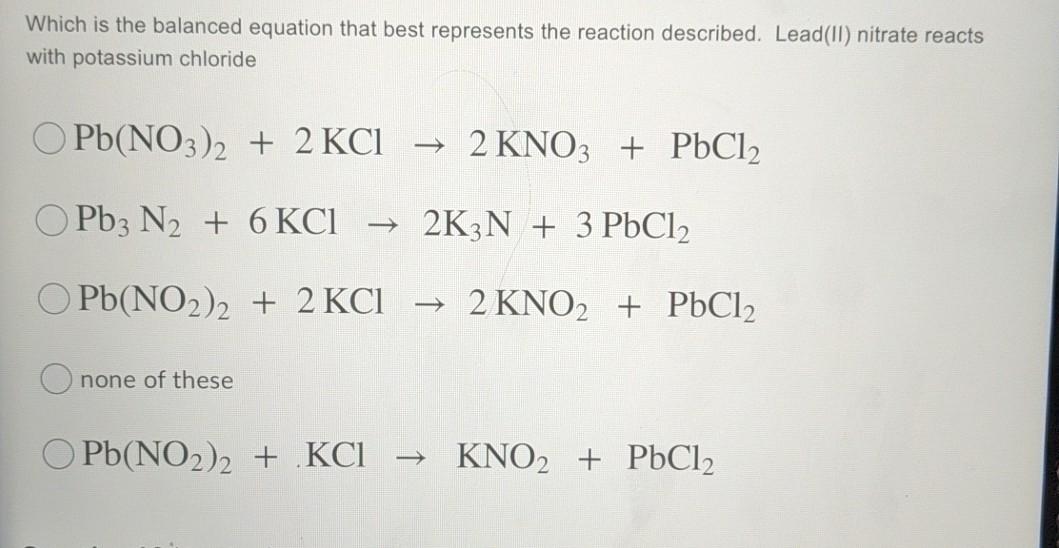 Solved Which is the balanced equation that best represents | Chegg.com