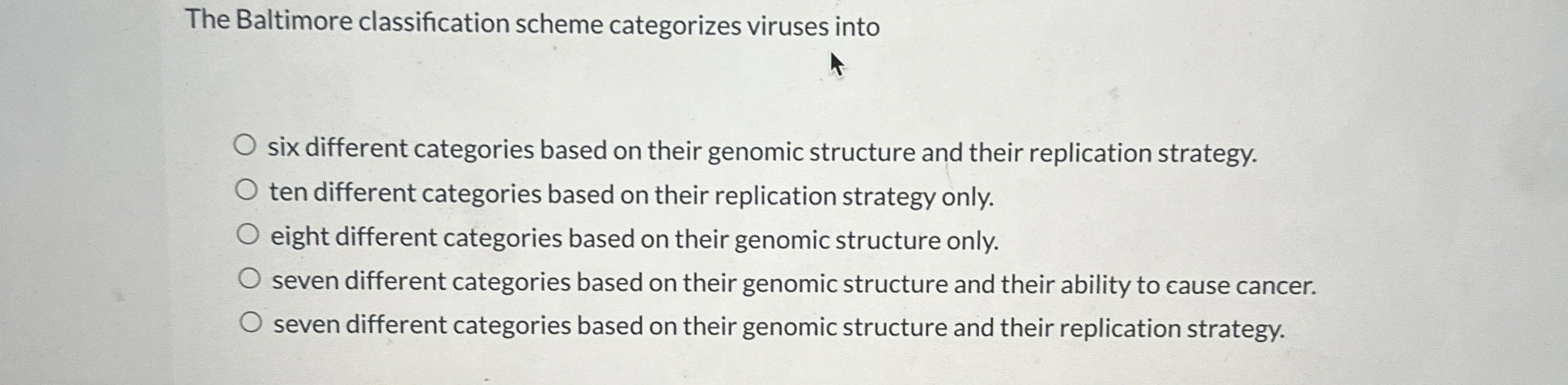 Solved The Baltimore classification scheme categorizes | Chegg.com
