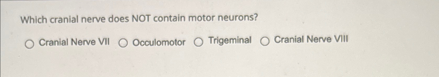Solved Which cranial nerve does NOT contain motor neurons? | Chegg.com