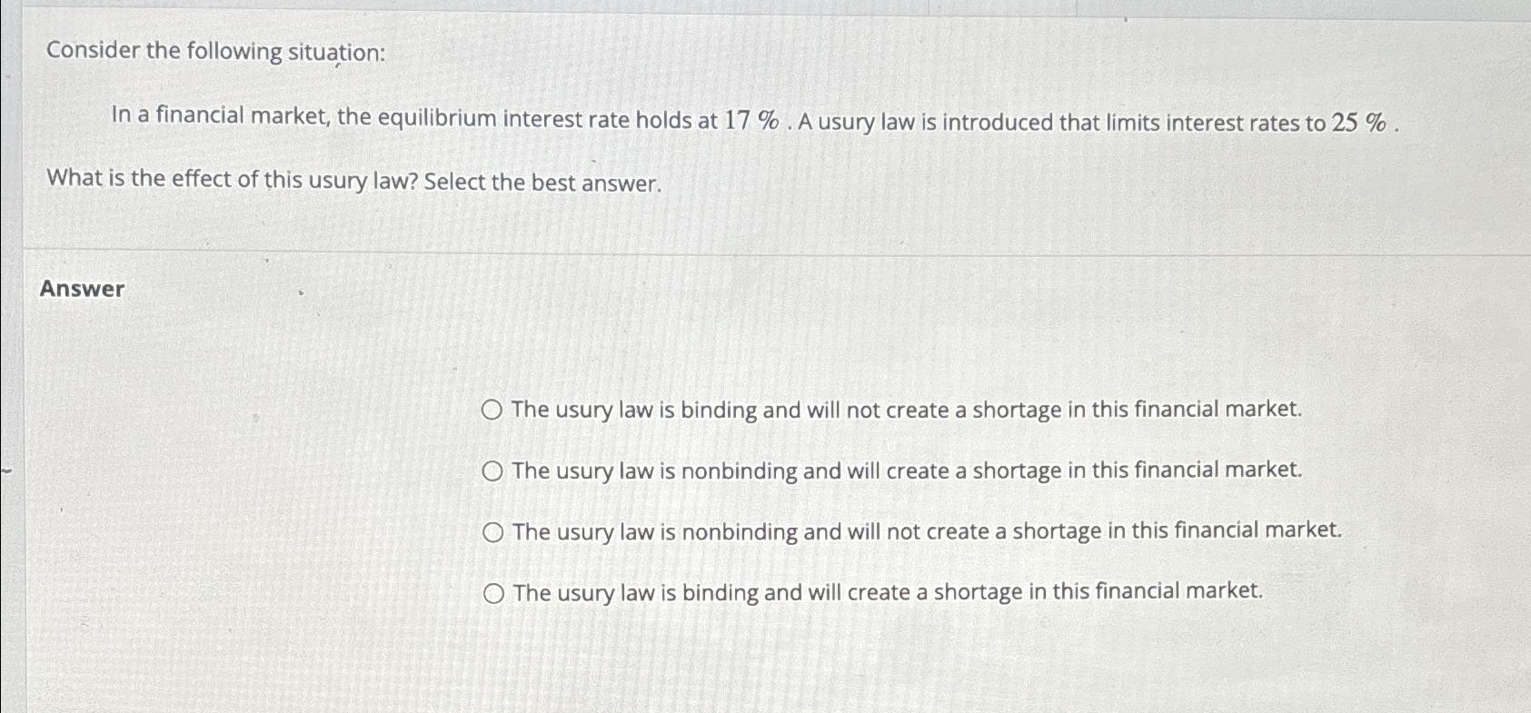 Solved Consider the following situation:In a financial | Chegg.com