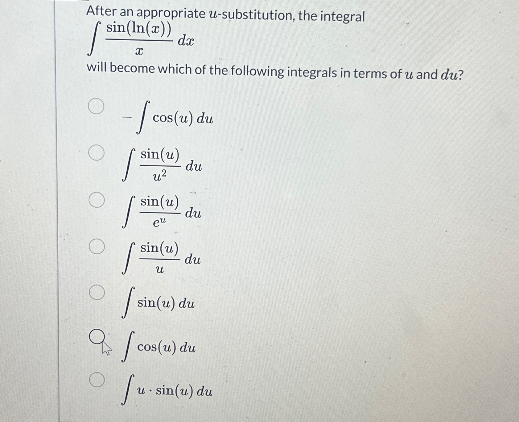 Solved After an appropriate u-substitution, the | Chegg.com