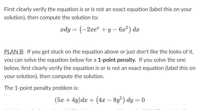 Solved First clearly verify the equation is or is not an | Chegg.com