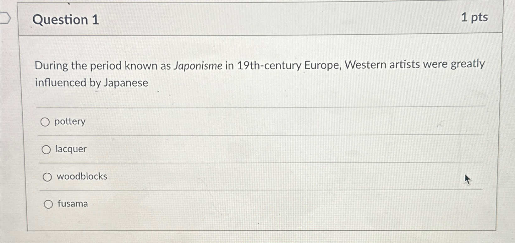 Solved Question 11ptsDuring the period known as Japonisme in | Chegg.com