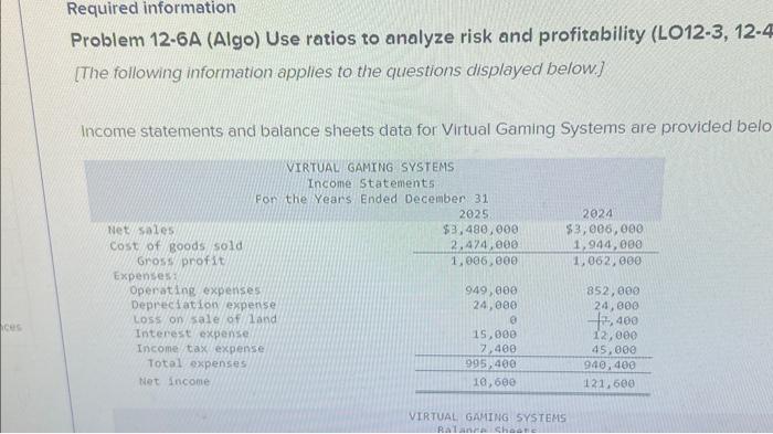 Solved Problem 12-6A (Algo) Part 1 Required: 1. Assuming | Chegg.com