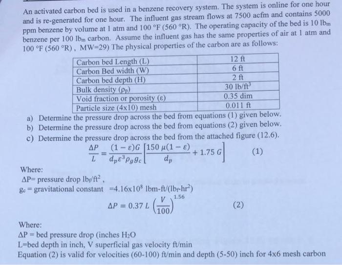 Solved An activated carbon bed is used in a benzene recovery | Chegg.com