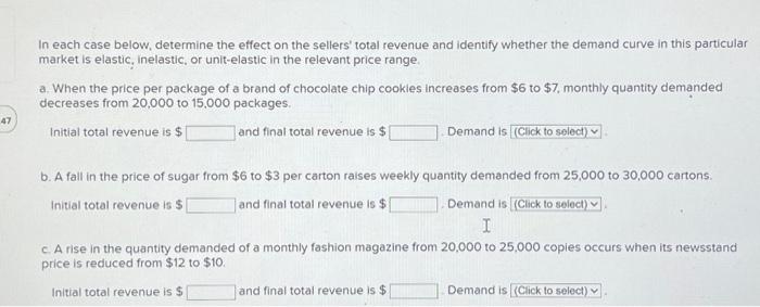 Solved In each case below, determine the effect on the | Chegg.com
