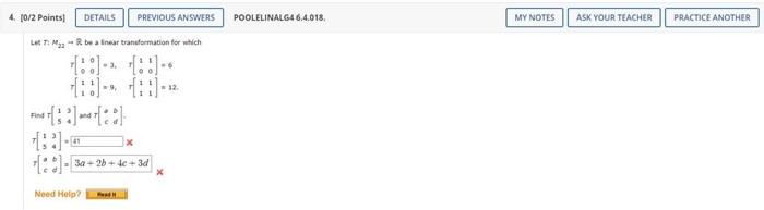 Solved 4. 10/2 Points DETAILS PREVIOUS ANSWERS POOLELINALG4 | Chegg.com