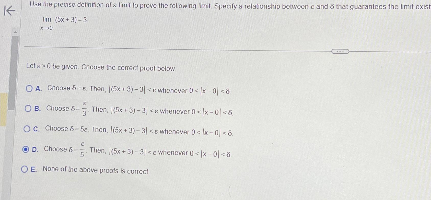 Solved Use the precise definition of a limit to prove the | Chegg.com