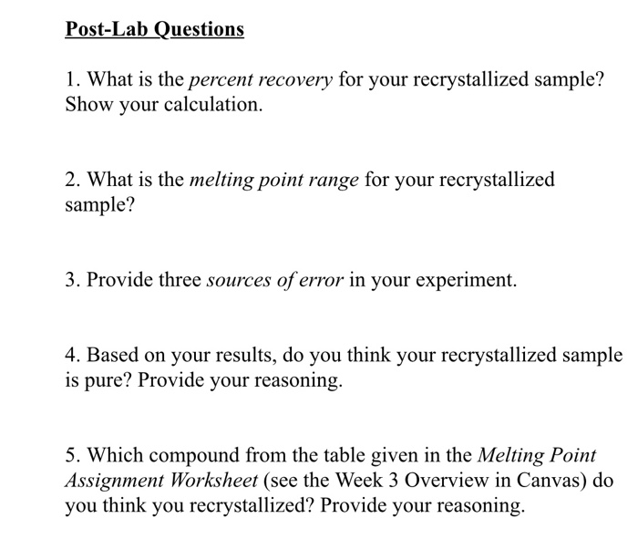 Solved Recrystallization and Melting Point of an Unknown | Chegg.com