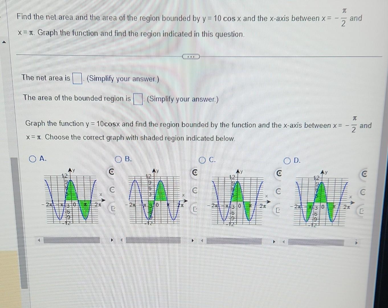 Solved Find the net area and the area of the region bounded | Chegg.com