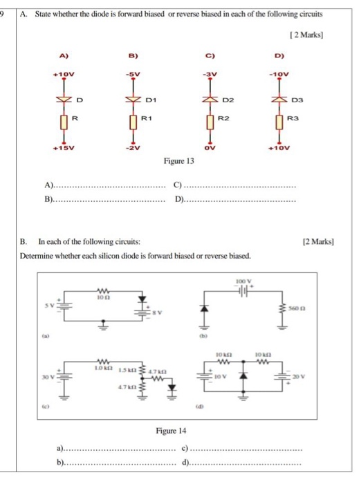 Solved 9 A. State whether the diode is forward biased or | Chegg.com