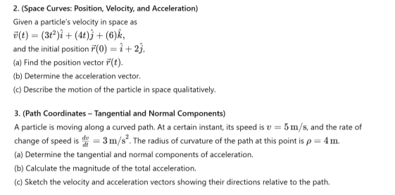 Solved (Space Curves: Position, Velocity, and | Chegg.com