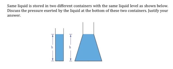 Solved Same liquid is stored in two different containers | Chegg.com