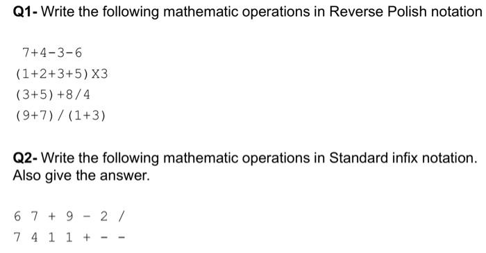 Solved Q1- Write the following mathematic operations in | Chegg.com