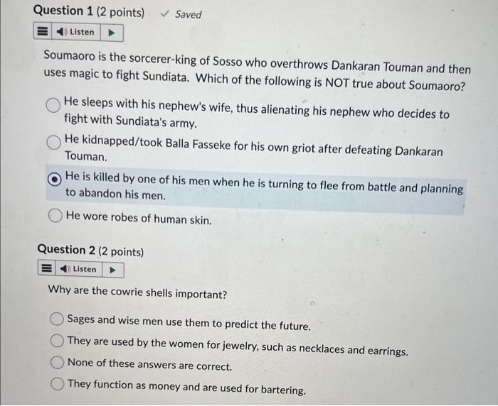 Soumaoro is the sorcerer-king of Sosso who overthrows | Chegg.com
