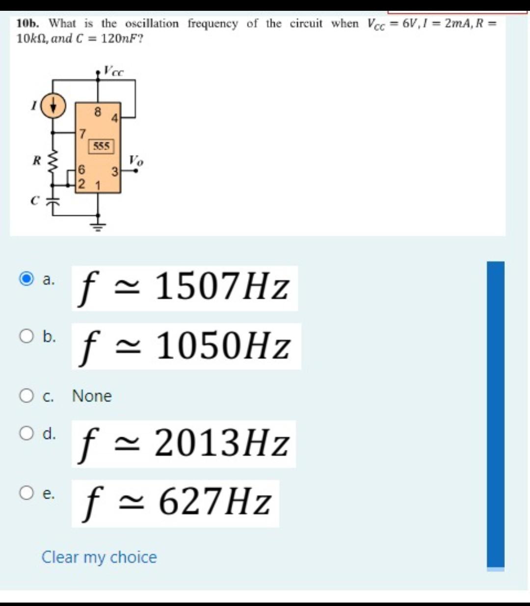 Solved 10b. What is the oscillation frequency of the circuit | Chegg.com