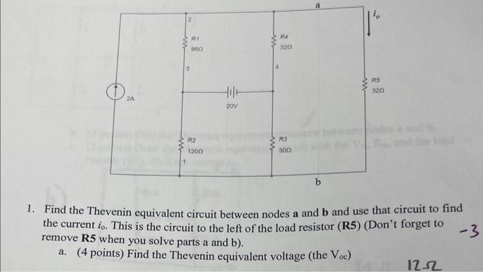 Solved 1. Find the Thevenin equivalent circuit between nodes | Chegg.com