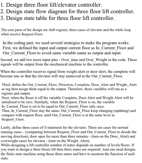 Solved 1. Design three floor lift/elevator controller. 2. | Chegg.com