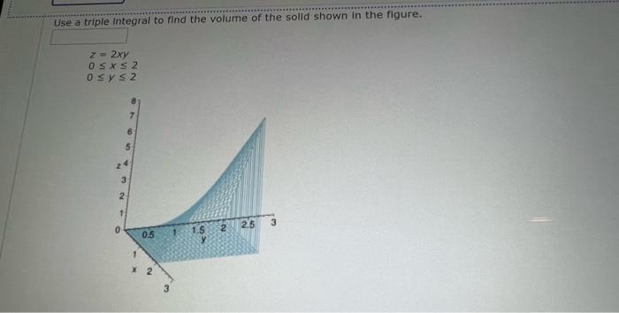 Solved Use a triple Integral to find the volume of the solld | Chegg.com