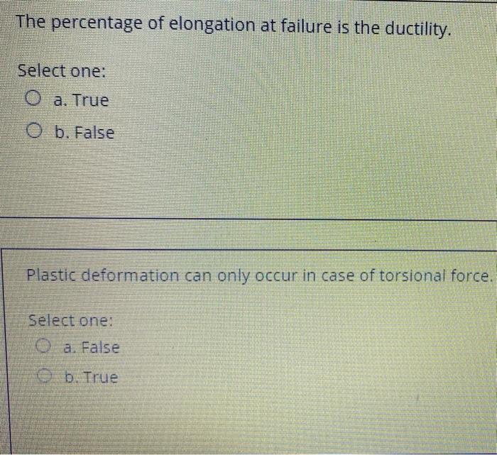 Solved The percentage of elongation at failure is the | Chegg.com