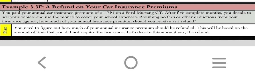 Solved • ﻿Example 3.3E: A Refund on Your Car Insurance | Chegg.com