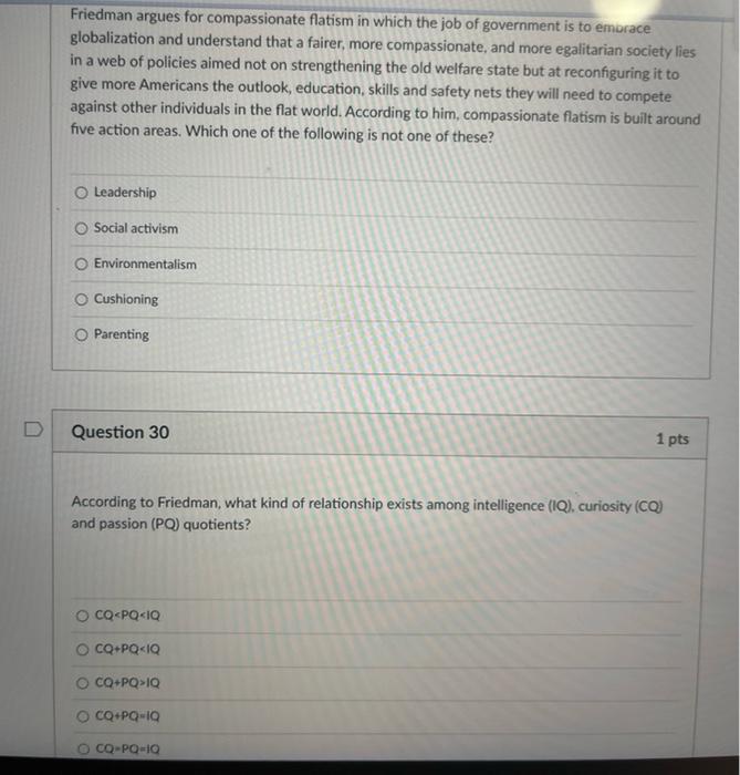 Solved D Friedman argues for compassionate flatism in which | Chegg.com