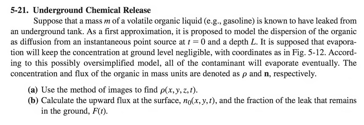 Solved 5-21. ﻿Underground Chemical ReleaseSuppose that a | Chegg.com