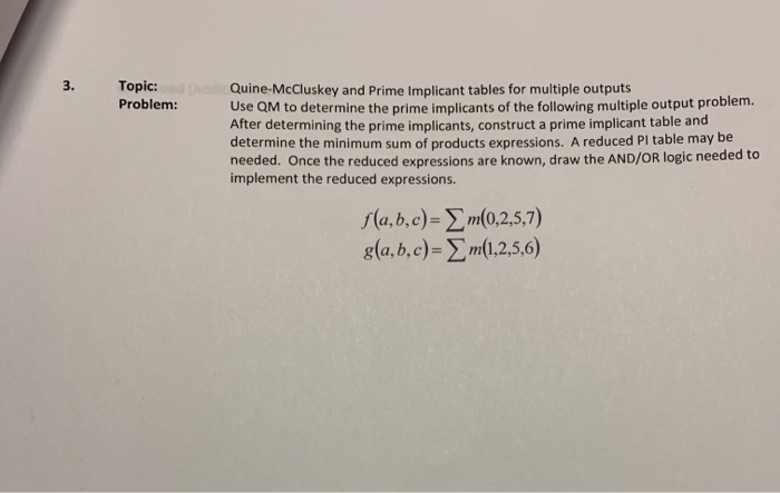Solved Topic Problem Prime Implicant Tables For One Output 
