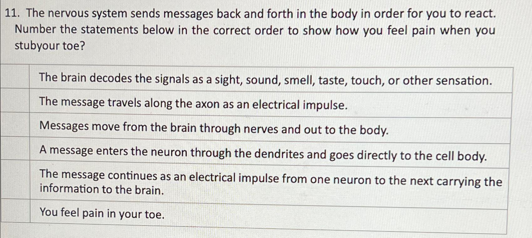Solved The nervous system sends messages back and forth in | Chegg.com