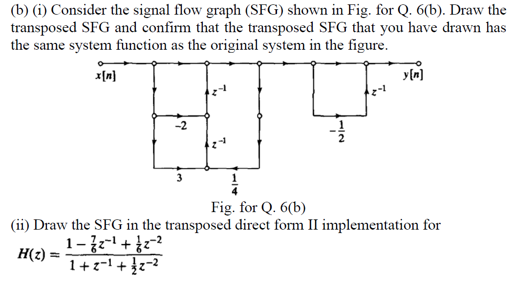 Solved (b) (i) Consider the signal flow graph (SFG) shown in | Chegg.com