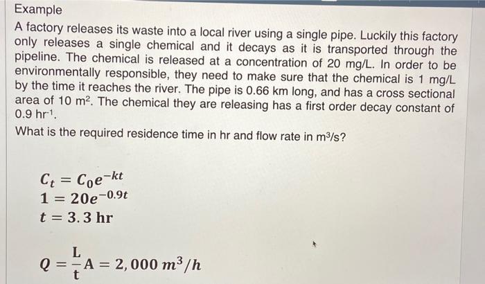 Solved Example A factory releases its waste into a local | Chegg.com